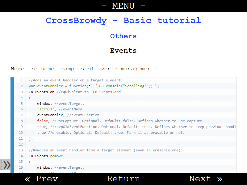 Crossbrowdy Basic Tutorial Others Events